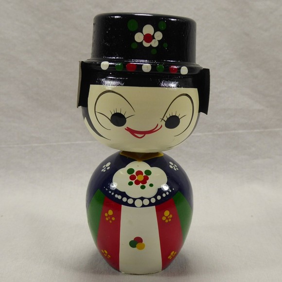 Vintage | Accents | Vintage Japanese Wooden Bobble Head Kokeshi Doll ...